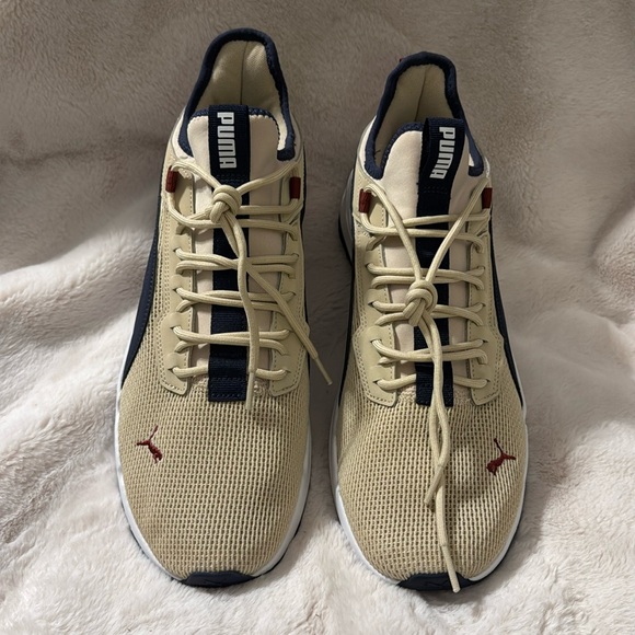 Puma | Shoes | Puma Cream And Blue Athletic Shoes | Poshmark